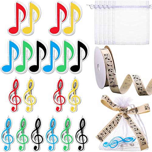 20 Pcs Music Clips with Gift Bags and Ribbon Music Book Page Holder Plastic Music Book Clips Music Sheet Clips Music Note Paper Clips for Students Teacher Music Class Gift Accessories, Multicolor