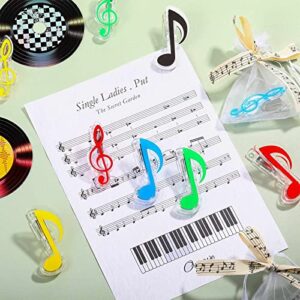 20 Pcs Music Clips with Gift Bags and Ribbon Music Book Page Holder Plastic Music Book Clips Music Sheet Clips Music Note Paper Clips for Students Teacher Music Class Gift Accessories, Multicolor