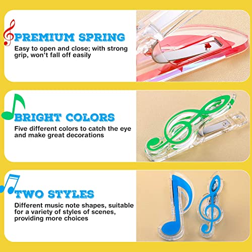 20 Pcs Music Clips with Gift Bags and Ribbon Music Book Page Holder Plastic Music Book Clips Music Sheet Clips Music Note Paper Clips for Students Teacher Music Class Gift Accessories, Multicolor