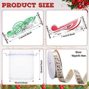 20 Pcs Music Clips with Gift Bags and Ribbon Music Book Page Holder Plastic Music Book Clips Music Sheet Clips Music Note Paper Clips for Students Teacher Music Class Gift Accessories, Multicolor