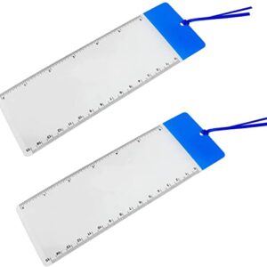 SQXBK Magnifier Bookmark 2PCS Blue MagnifyingFresnel Lens Bookmarks with 6Inch Ruler