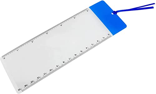 SQXBK Magnifier Bookmark 2PCS Blue MagnifyingFresnel Lens Bookmarks with 6Inch Ruler