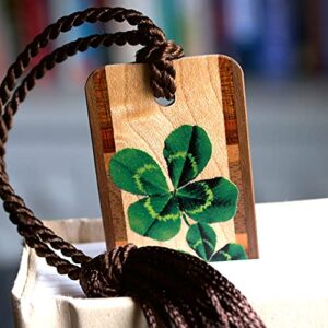 Personalized 4 Leaf Clover, Wooden Bookmark - Made in USA - Also Available Without Personalization