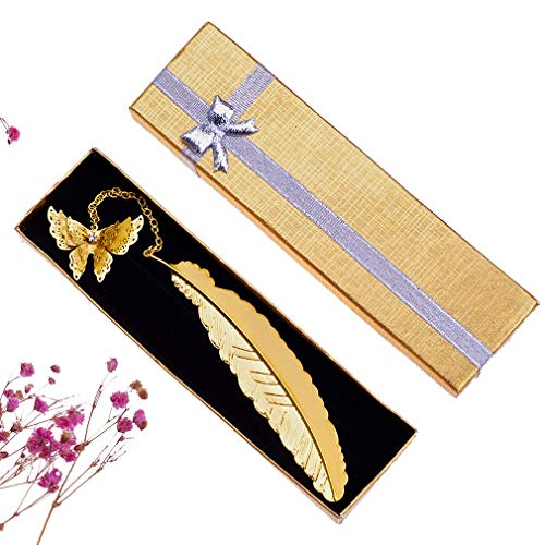 YJMZ Butterfly Bookmarks for Book Lovers，2 Pack.3D Butterfly Pendant with Fluorescent Feather, Suitable for Friends and Family,Gift of Love.