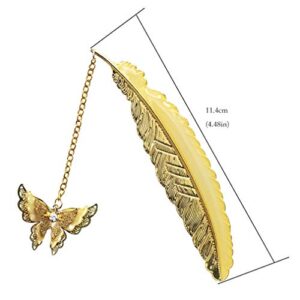 YJMZ Butterfly Bookmarks for Book Lovers，2 Pack.3D Butterfly Pendant with Fluorescent Feather, Suitable for Friends and Family,Gift of Love.