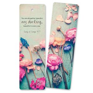 60 pcs Christian Bible Verses Flower Bookmarks. Beauty EBOOK. Encouraging, Inspiration, Unique Design Bookmark.