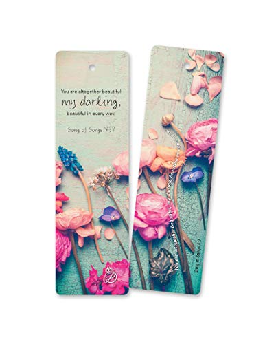 60 pcs Christian Bible Verses Flower Bookmarks. Beauty EBOOK. Encouraging, Inspiration, Unique Design Bookmark.