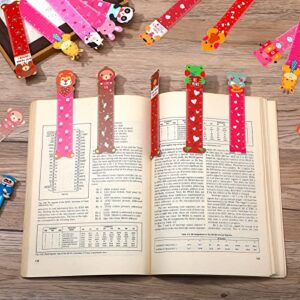 72 Pcs Valentine Animals Bookmark Rulers Party Favor Pack with Valentine's Themed Prints Cartoon Animals Book Marks Valentines Book Marks for Valentines Party Decoration Classroom Rewards and Present