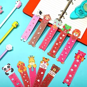 72 Pcs Valentine Animals Bookmark Rulers Party Favor Pack with Valentine's Themed Prints Cartoon Animals Book Marks Valentines Book Marks for Valentines Party Decoration Classroom Rewards and Present