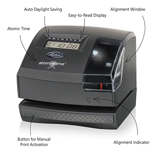 Lathem Atomic Time™ Clock With Tru-Align™, 1600E, Unlimited Employees, 5.7"H x 6.3"W x 7.2"D, Gray