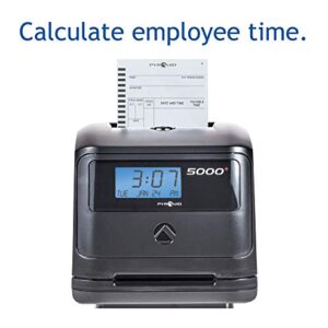 Pyramid Time Systems, Model 5000 Auto Totaling Time Clock, Handles up to 100 Employees, Made in USA, black