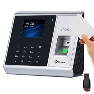 hysoon time clock, biometric fingerprint time clocks for employees small business touch keyboard, time card machine with rfid and pin punch in one, auto clock in and out machine for employees