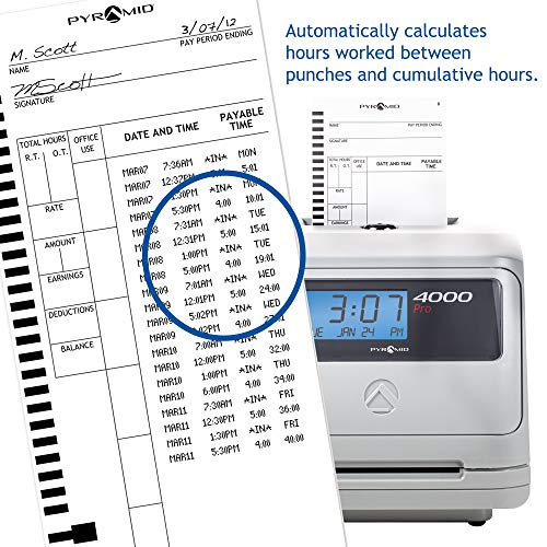 Pyramid Time Systems, 44100-10MB, 1,000 Count Genuine and Authentic Time Cards for 4000, 4000Pro, 4000ProK and 5000 Series Time Clocks from Pyramid, Time Cards