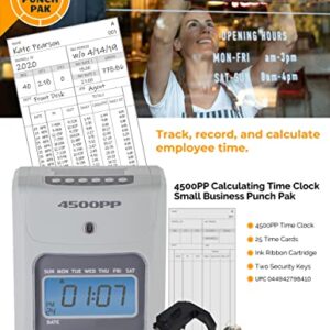 Nile Products 4500PP Calculating Time Clock, Small Business Punch Pak, up to 50 Employees, Includes 25 Time Cards, 1 Ink Ribbon and 2 Security Keys