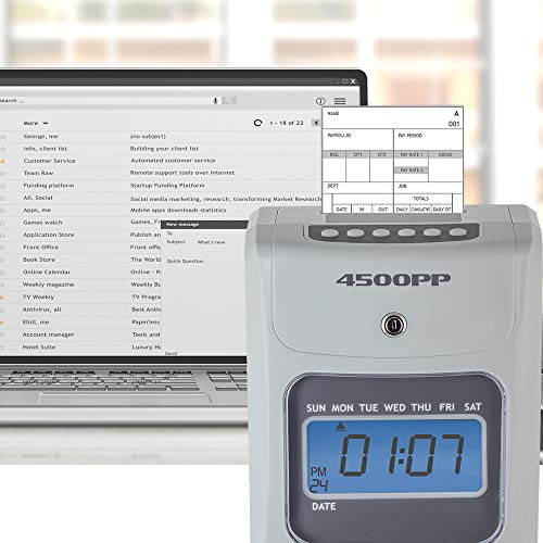 Nile Products 4500PP Calculating Time Clock, Small Business Punch Pak, up to 50 Employees, Includes 25 Time Cards, 1 Ink Ribbon and 2 Security Keys