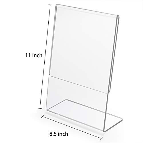 8.5x11 Acrylic Sign Holder, HIIMIEI Slant Back Sign Holders Portrait Ad Frames Clear Durable Flyer Display Stand for Office Home Store Restaurant Pack of 12