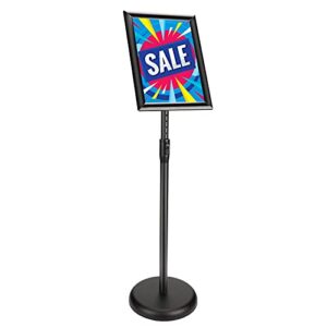 adjustable sign holder heavy duty 11×17 inch floor sign stand, floor sign stand, both vertical and horizontal view displayed, 1 pack, black.