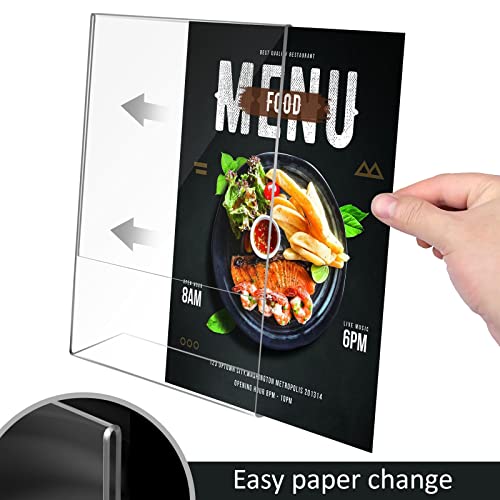 Ludery Acrylic Sign Holder 8.5 x 11, Vertical Slanted Back Sign Holder , Acrylic Stands for Display 8.5 x 11, Tabletop Sign Holder for for Home, Office, Store, Restaraunt - 4Pack (4)