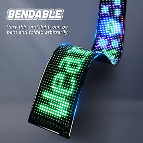 KJOY Programmable Huge Bright LED Signs, 27''x5'' Scrolling USB 5V LED Store Sign, Bluetooth App Control Custom Text Pattern Animation, Flexible LED Display for Car Store Party Bar Hotel