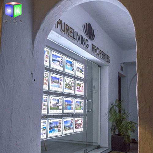 Real Estate Window Hanging Acrylic Photo Frame Advertising Display Office Led Store Sign Holders(Vertical,3pcs A4 a Row)