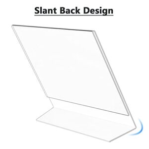 MaxGear Acrylic Sign Holder 8.5x11 inches 12 Pack, Horizontal Sign Holders Clear Paper Display Stand, Slant Back Flyer Frames Table Top Menu Document Holder for Office, Store, Restaurants - Landscape