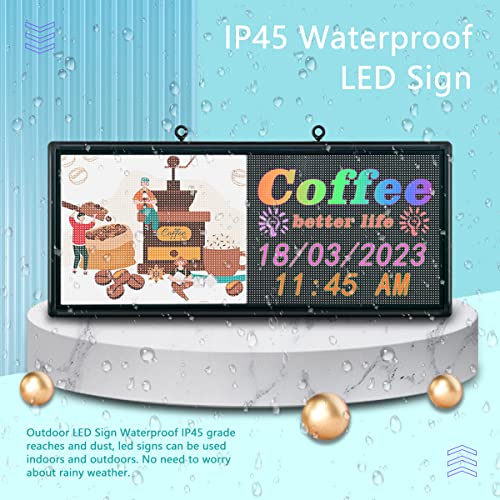 CX PH6 Outdoor LED Scrolling Sign 40'' x 18'' Full Color WiFi LED Sign Display Board with High Resolution High Brightness and New SMD Technology - Programmable LED Sign