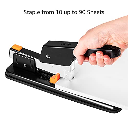 Amazon Basics Heavy Duty Stapler, 90 Sheet High Capacity, Large Office Stapler with 1000 Staples, Black