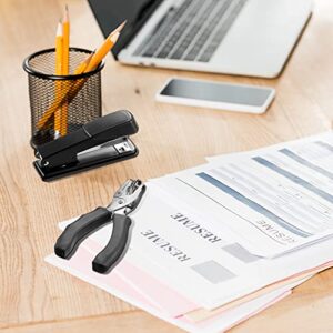 7-Piece Black Desk Accessory Kit Includes Desktop Stapler, Stapler Remover, Single Hole Punch, Tape Dispenser, Stainless Steel Scissors, Small Telescopic Knife and Envelope Slitter Mail Opener