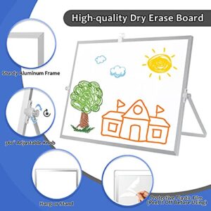 Dry Erase White Board - 12''x16'' Magnetic Desktop Whiteboard with Stand, 8 Markers, 4 Magnets, 1 Eraser - Portable Double-Sided White Board Easel for Kids Ages 3+/Drawing/to Do List/Wall/Desk/School