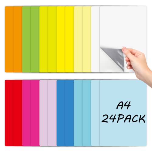 Dry Erase Board Sticker-Whiteboard Stickers-8.3''x11.7'' Washable+Removable Dry Erase Sheets-Fridge Magnetic Paper Alternatives for Wall/Desk/Refrigerators(24 PCS)