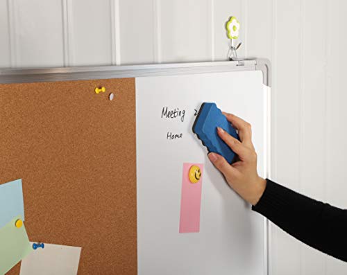 Combination Whiteboard Bulletin Board Set - Dry Erase/Cork Board 30 x 20" with 1 Magnetic Dry Eraser, 4 Markers, 4 Magnets and 10 Pins - Big Combo Tack White Board for Home Office Cubicle Desk