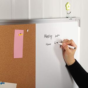 Combination Whiteboard Bulletin Board Set - Dry Erase/Cork Board 30 x 20" with 1 Magnetic Dry Eraser, 4 Markers, 4 Magnets and 10 Pins - Big Combo Tack White Board for Home Office Cubicle Desk