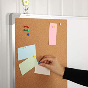 Combination Whiteboard Bulletin Board Set - Dry Erase/Cork Board 30 x 20" with 1 Magnetic Dry Eraser, 4 Markers, 4 Magnets and 10 Pins - Big Combo Tack White Board for Home Office Cubicle Desk