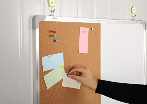 Combination Whiteboard Bulletin Board Set - Dry Erase/Cork Board 30 x 20" with 1 Magnetic Dry Eraser, 4 Markers, 4 Magnets and 10 Pins - Big Combo Tack White Board for Home Office Cubicle Desk