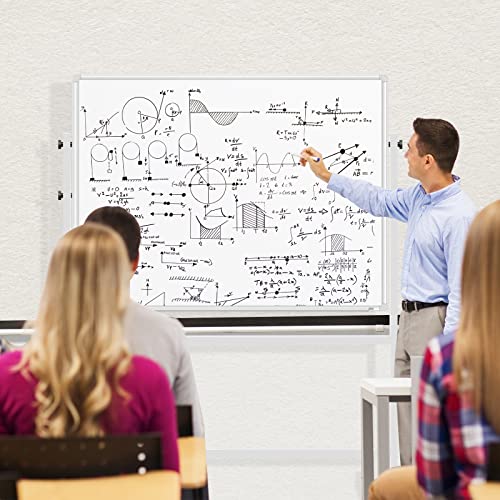 Rolling Magnetic Whiteboard 48" X 36",Mobile Whiteboard with Stand, Double-Sided & Height Adjustable White Board Dry Erase Board with Stand, Portable Standing Whiteboard On Wheels