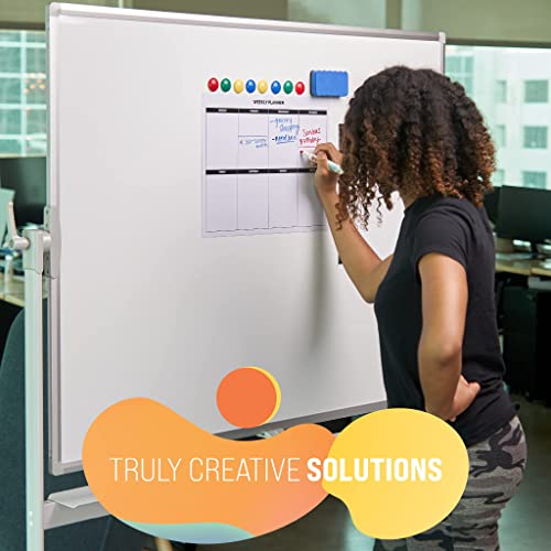 Creative Space White Board Dry Erase 48”x32” Magnetic Whiteboard with Stand Easel-Style Giant Rolling Board on Wheels for Homeschool Large Double Side Portable Teacher Supplies