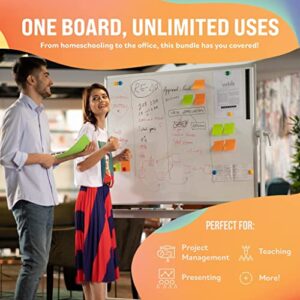 Creative Space White Board Dry Erase 48”x32” Magnetic Whiteboard with Stand Easel-Style Giant Rolling Board on Wheels for Homeschool Large Double Side Portable Teacher Supplies