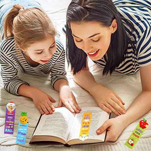 Scented Bookmarks Kids Scratch and Sniff Bookmarks Fruit Food Theme Bookmarks Sayings Bookmarks Assorted Scented Bookmarks Cute Bookmarks for Kids, Students, Teens, Food Lovers, 10 Styles (30 Pieces)