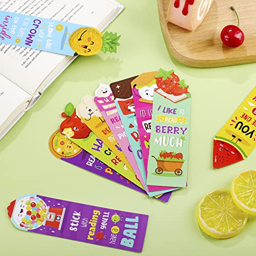 Scented Bookmarks Kids Scratch and Sniff Bookmarks Fruit Food Theme Bookmarks Sayings Bookmarks Assorted Scented Bookmarks Cute Bookmarks for Kids, Students, Teens, Food Lovers, 10 Styles (30 Pieces)