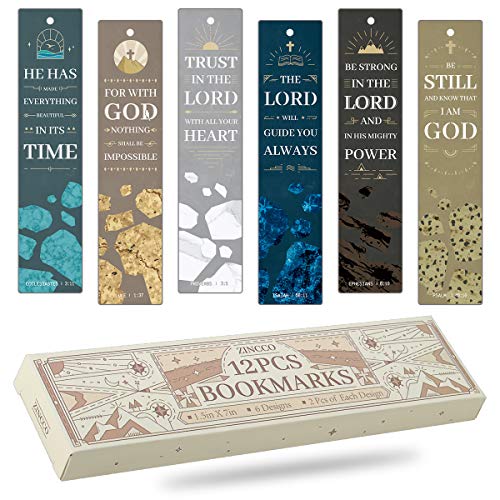 12 Pcs Bible Verses Bookmarks with Cross Pendants, Bookmark for Bible, Great Religious Christian Gifts for Men, Women, Kids, Perfect for Reading Rewards, Church Supplies, Giveaways for Sunday School.