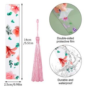 10 Pieces Flower Resin Bookmark Transparent Floral Bookmarks for Women Cute Bookmarks Flower Page Marker with Tassels Graduation Gifts for Women