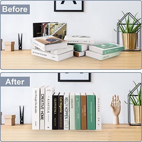 Acrylic Bookends 2 Pieces, VFINE Clear Bookends for Shelves Decor Heavy Duty Book Ends and Desktop Organizer, Book Stopper for Home Office School Supplies, 7.28 * 4.7 * 4.7 inch