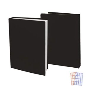 2 pack stretchable book sleeve covers, for paperbacks hardcover textbooks up to 9″ x 12″, office supplies with free sticker labels (2 pack, black)