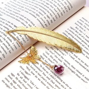 UpUDo Feather Metal Bookmarks Gifts for Birthday Christmas Valentine's Day Writers Teachers Friends Book Lovers Readers Mothers Children