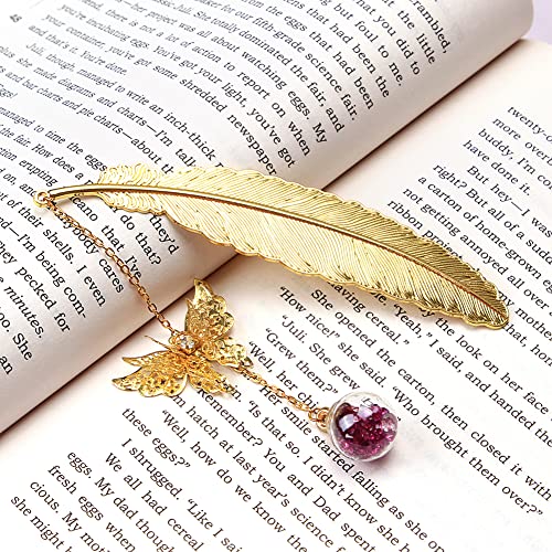 UpUDo Feather Metal Bookmarks Gifts for Birthday Christmas Valentine's Day Writers Teachers Friends Book Lovers Readers Mothers Children