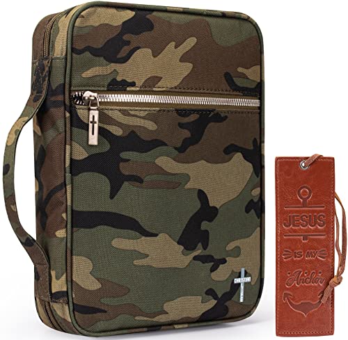 Montana West Bible Covers for Women Men with Leather Bookmark Carrying Book Case Church Bag Bible Protective with Zippered Pocket MWC-126CAMO