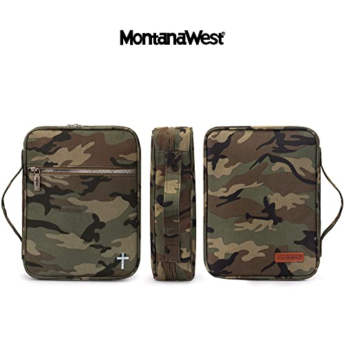 Montana West Bible Covers for Women Men with Leather Bookmark Carrying Book Case Church Bag Bible Protective with Zippered Pocket MWC-126CAMO