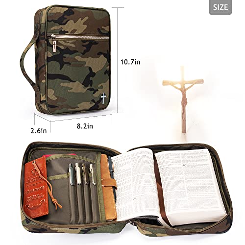 Montana West Bible Covers for Women Men with Leather Bookmark Carrying Book Case Church Bag Bible Protective with Zippered Pocket MWC-126CAMO