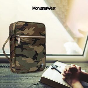 Montana West Bible Covers for Women Men with Leather Bookmark Carrying Book Case Church Bag Bible Protective with Zippered Pocket MWC-126CAMO