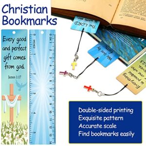 30 Pieces Christian Bookmarks for Kids Bible Verse Bookmarks with Cross Pendants Scripture Inspirational Quotes Bookmarks School Gifts Church Supplies for Kids Teens Adult Teachers